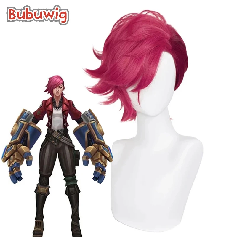 Bubuwig-Synthetic-Hair-LOL-Arcane-Vi-Cosplay-Wig-Women-30cm-Short ...