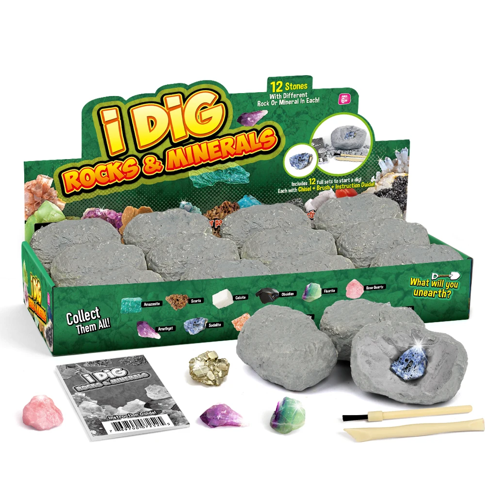 Educational-Toy-Rocks-Minerals-Archaeology-Geology-Dig-Kit-Gemstone ...