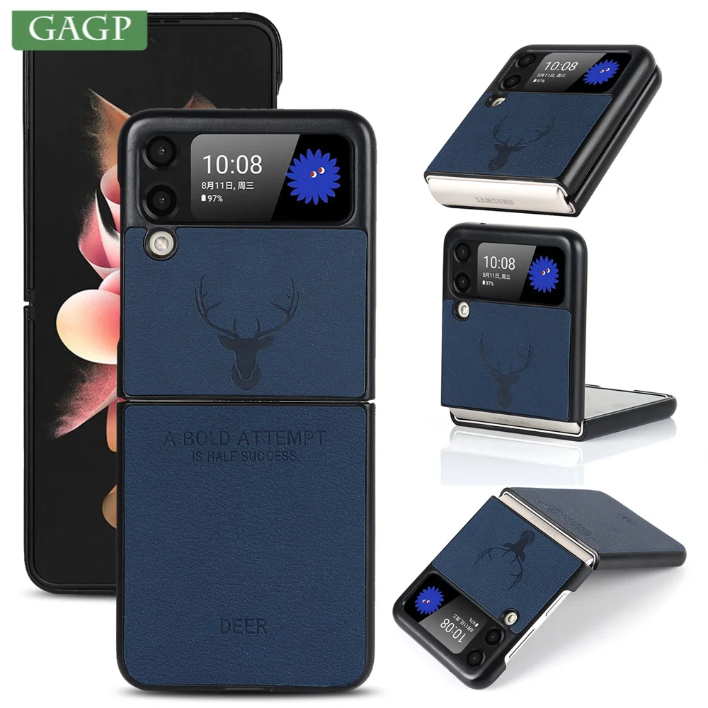 Funda de cuero cuadrada de lujo para Samsung Z Flip 4, funda para ...