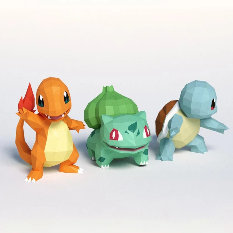MINISO-Pokemon-Charmander-Bulbasaur-Squirtle-modelo-de-papel-Papercraft ...