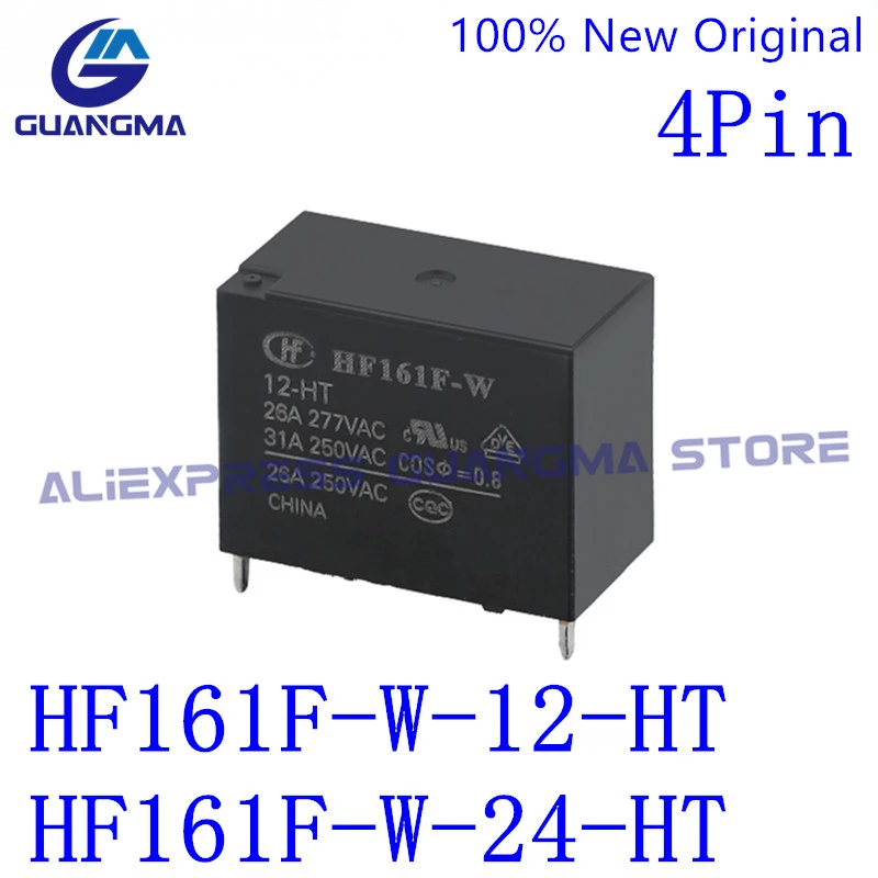 10PCS 100% New original DC12V 24VDC Power Relay HF161F W 12 HT HF161F W 24 HT 4Pin 31A 250VAC ...