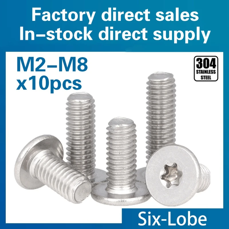 M1.6 M2 M2.5 M3 M4 M5 M6 M8 304 스테인레스 스틸 CM 6 엽 Torx 초박형 초저 플랫 웨이퍼 헤드 볼트, 10 개/묶음| | - AliExpress