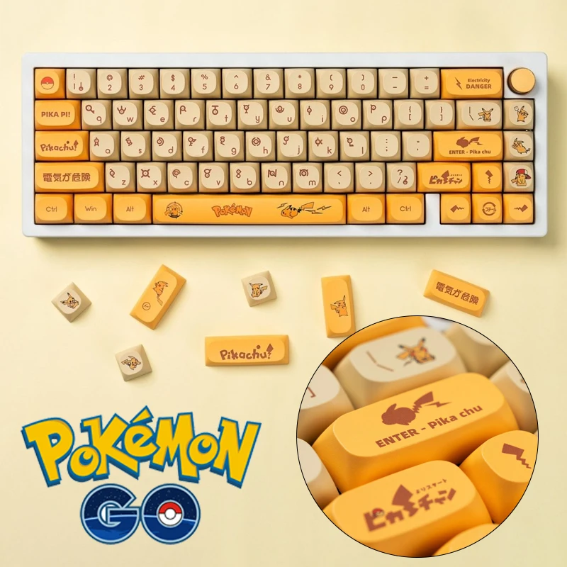 Pokemon-Pikachu-PBT-Keycaps-Set-MA-Profile-129-Key-Ergonomic-Cute-Key ...