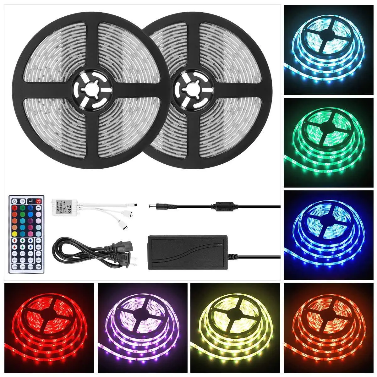12V Led Light Strip 5M 300LEDs/roll SMD 5050 RGB Lights Waterproof ...