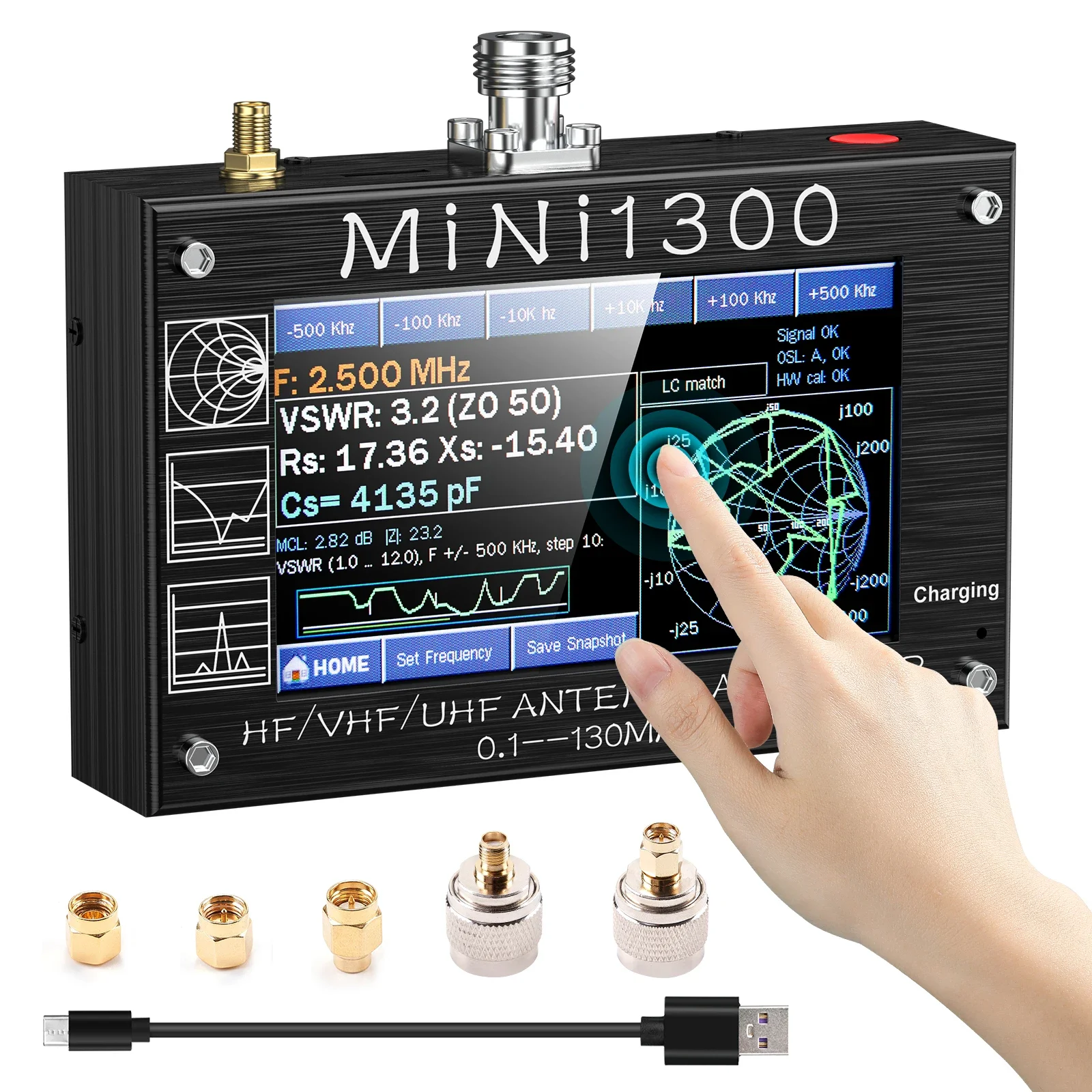 2024-Upgraded-Mini1300-Antenna-Analyzer-0-1Mhz-1300MHz-with-SMA ...