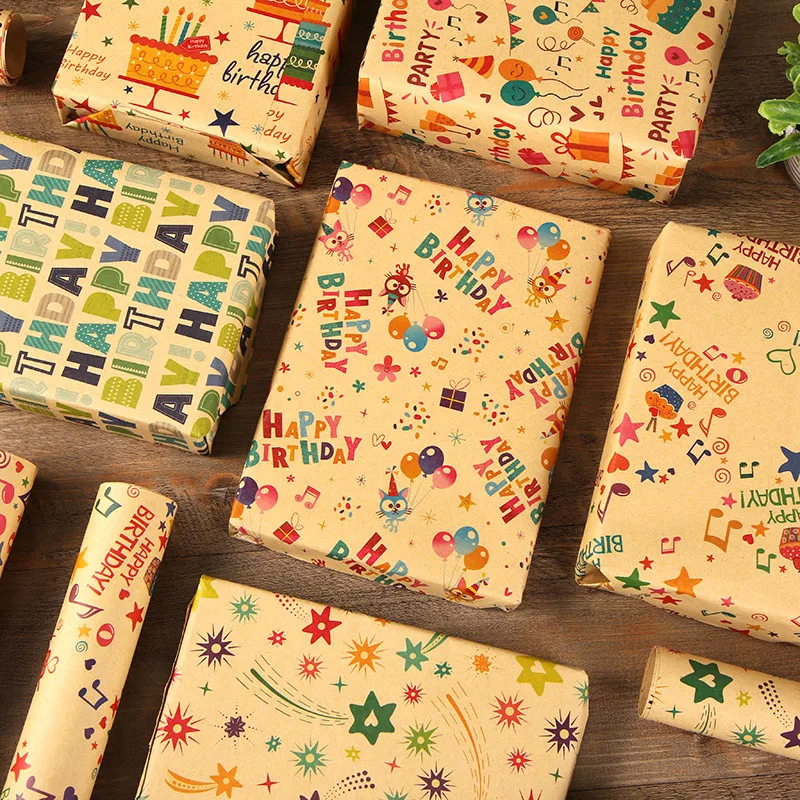 2Pcs-Set-50-70cm-Thickened-kraft-wrapping-paper-birthday-gift-wrapping ...