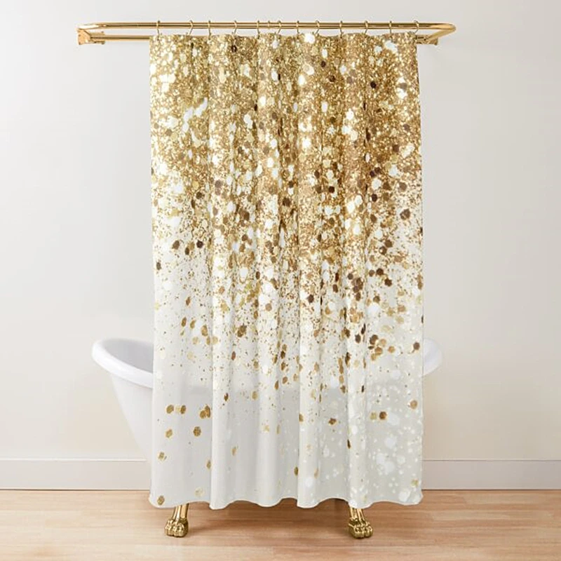 Gold-Glitter-Glam-Shower-Curtain-Golden-Sparkling-Shiny-Art-Bath ...