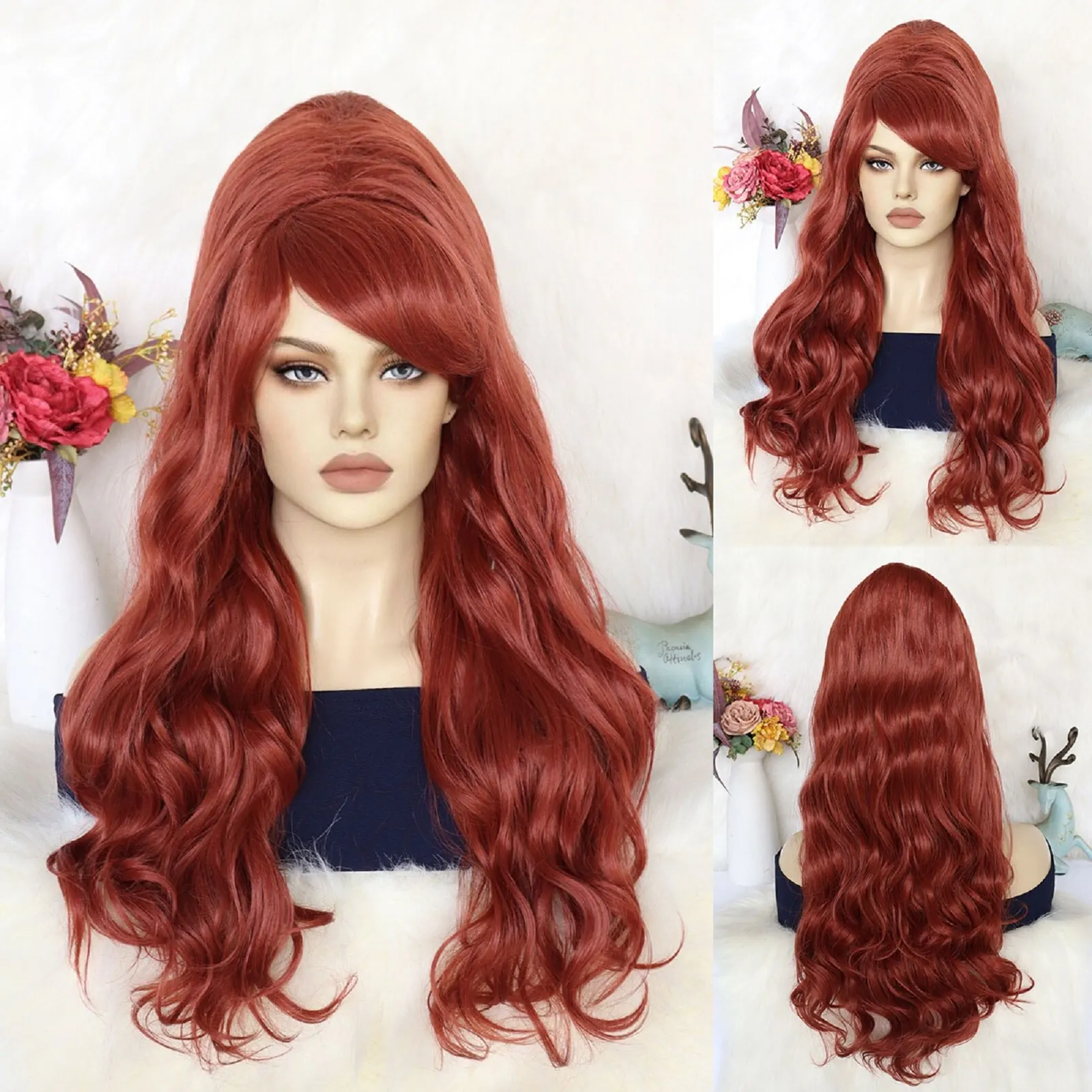 Synthetic-Wig-24-Inch-Long-Loose-Wave-Black-Women-s-Bouffant-Beehive ...