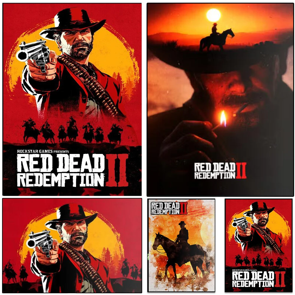 Red-Dead-Redemption-2-Movie-Game-Cowboy-Character-Graffiti-Canvas ...