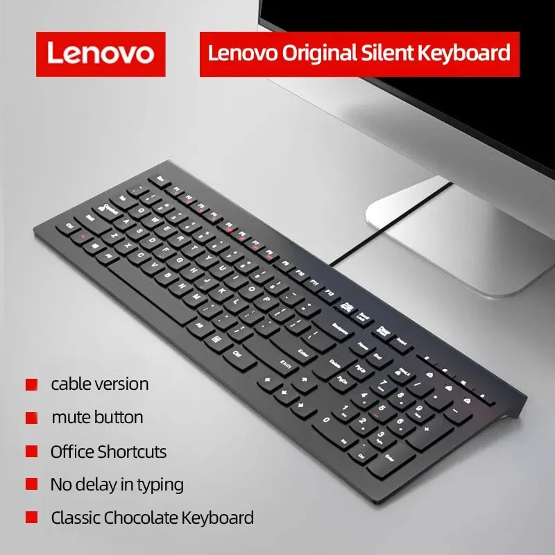 Lenovo-Computer-Keyboard-Wired-Plug-Play-USB-Keyboard-Low-Profile ...