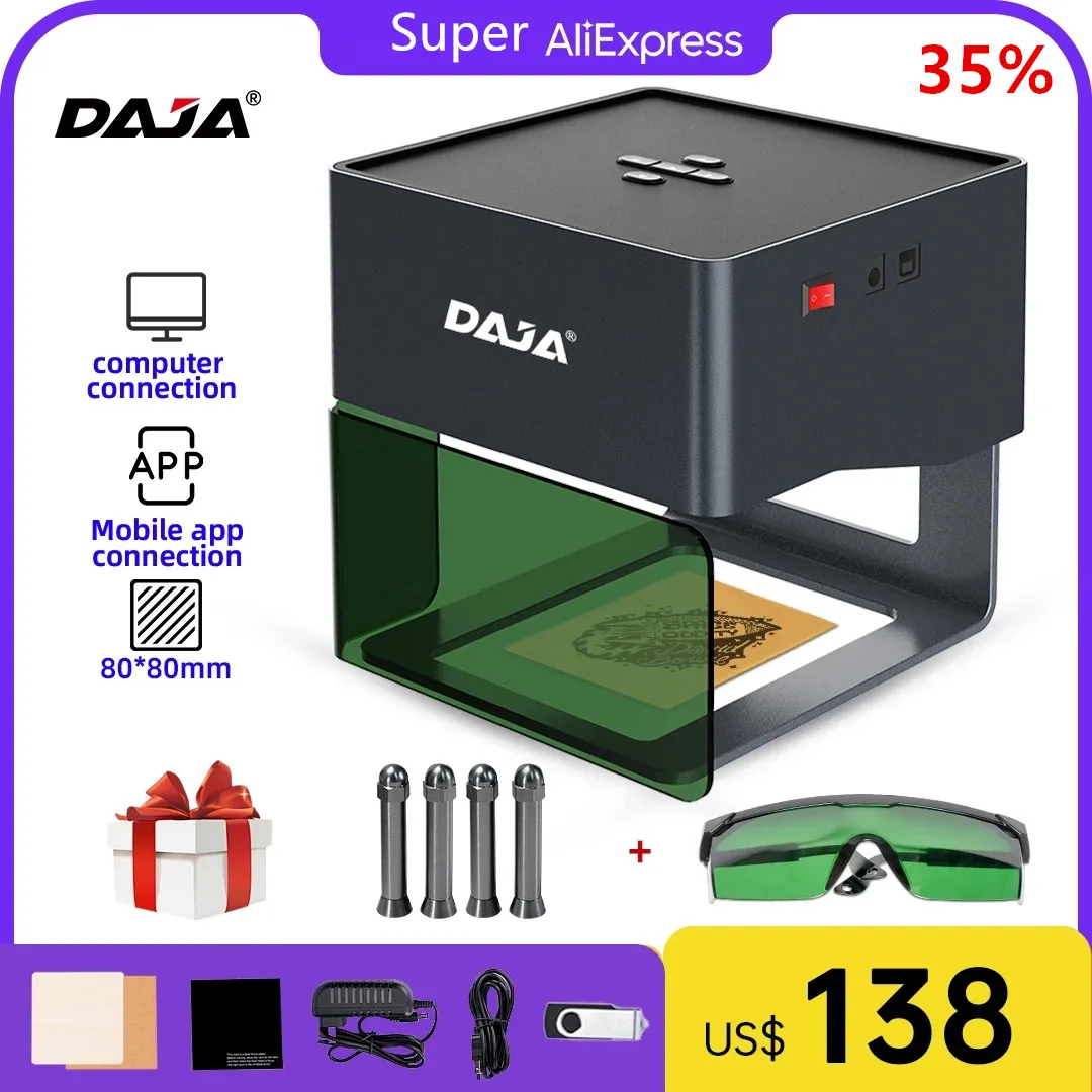 DAJA DJ6 3W Carpintaria Madeira Papel Plástico Mini Máquina De Gravura ...