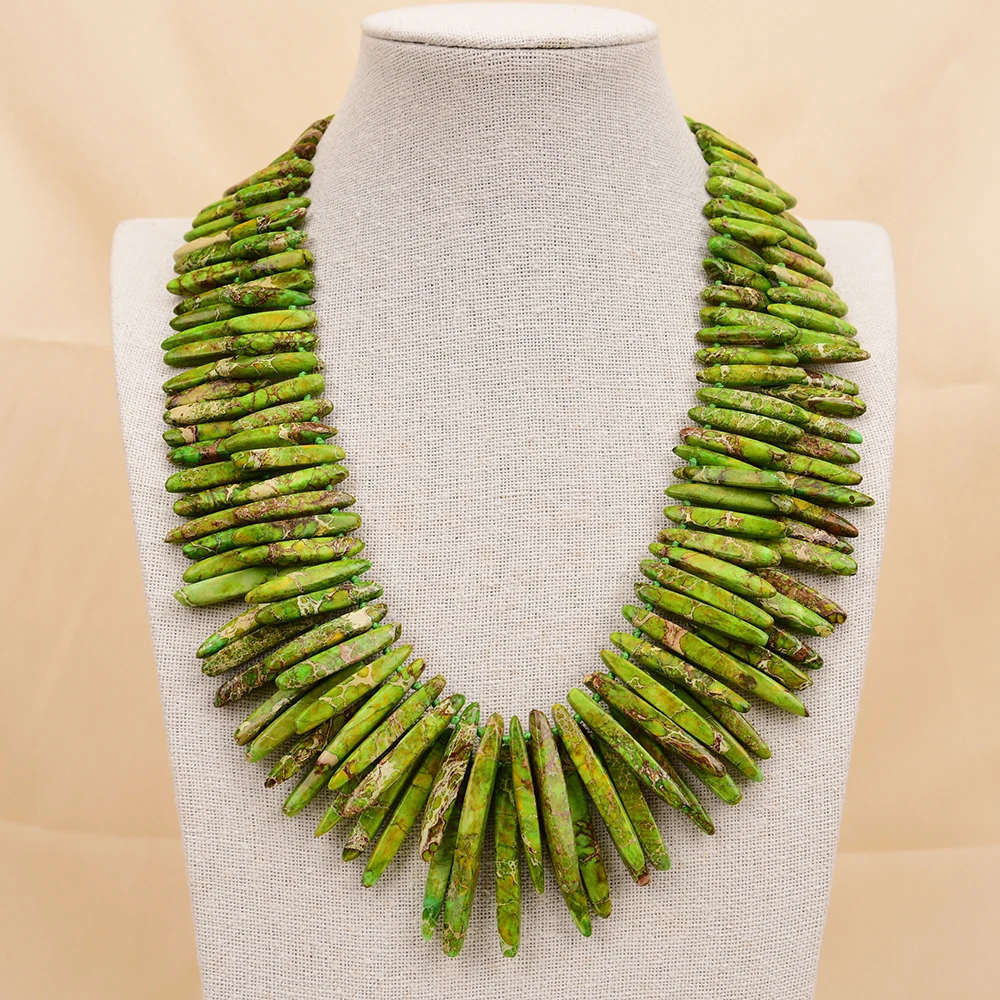 G-G-20-2-Rows-Top-drilled-Green-Yellow-Sea-Sediment-Jasper-Stick ...