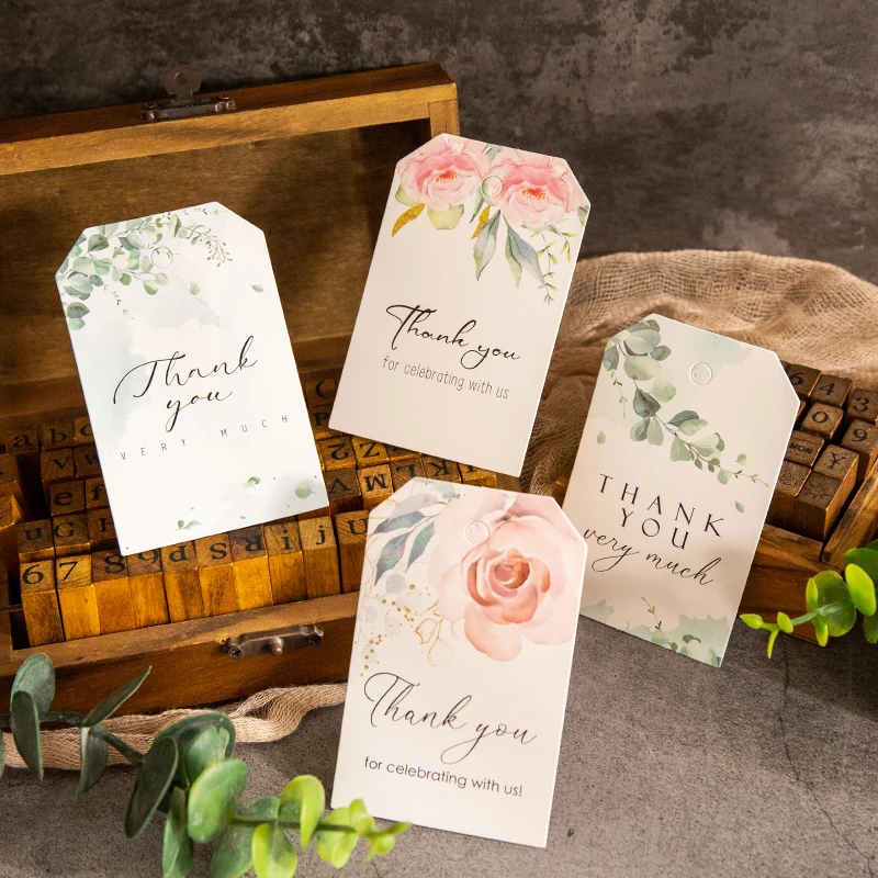 50pcs-Thank-You-Gift-Tags-Greenery-Watercolor-Floral-Paper-Tags-Wedding ...
