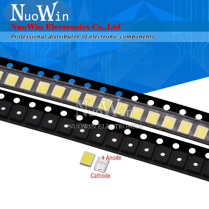 100pcs 2835 LED SMD White 6000K - 6500K 18V 9V 6V 3V High Power Light ...