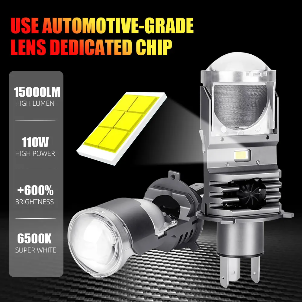 Auto-Lamp-Mini-Lens-1-1-Wireless-Lens-LED-H4-Bulbs-Headlight-Plug-Play ...