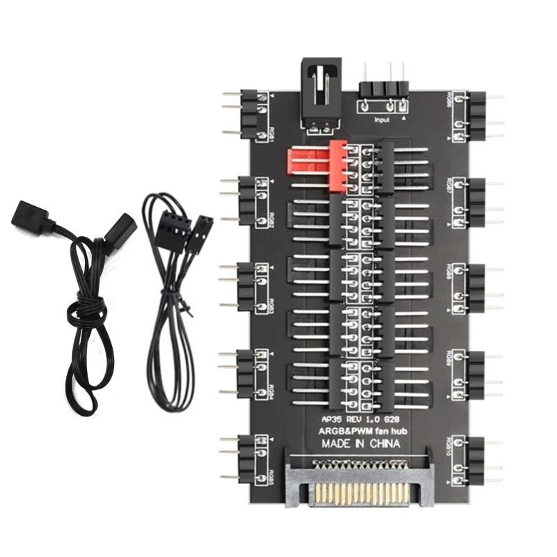 PWM-RGB-LED-Controller-PC-Fan-Hub-10-Ports-12V-4pin-3-Pin-Cooling-5V ...