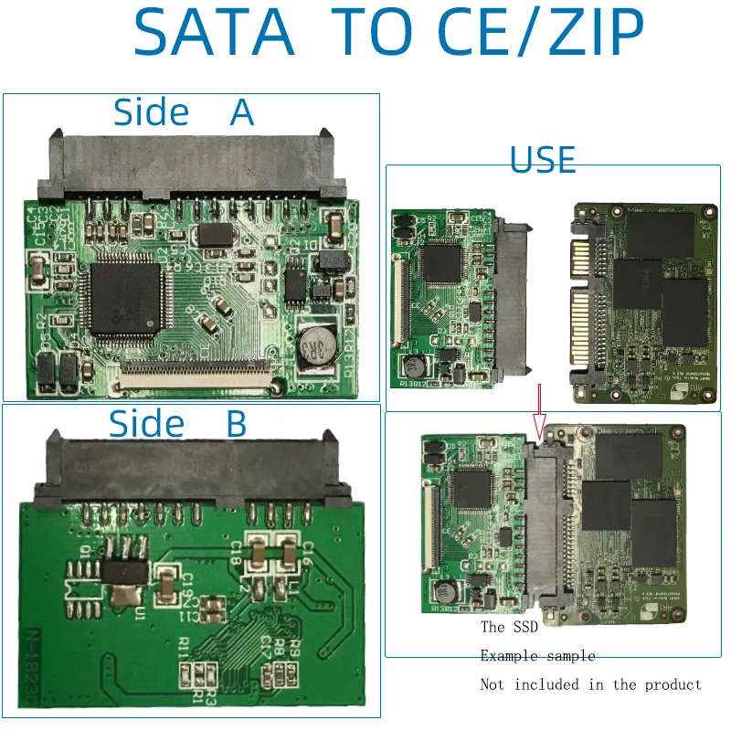 Half slim SATA Solid State Disk to 40pin zip/ce 1.8 inch SSD Adapter ...