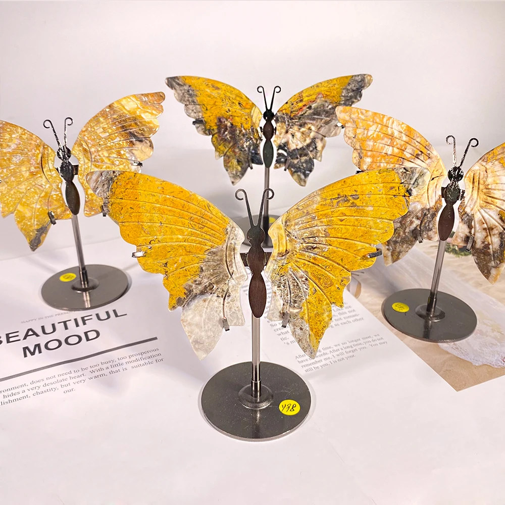 Natural-Bumblebee-Stone-Crystal-Butterfly-Wings-Ornament-Wedding-Favor ...