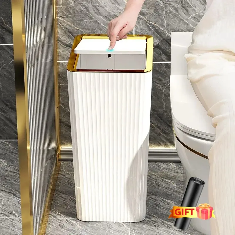 New-Nordic-Gold-Press-Trash-Can-Large-Capacity-For-Kitchen-Bathroom ...