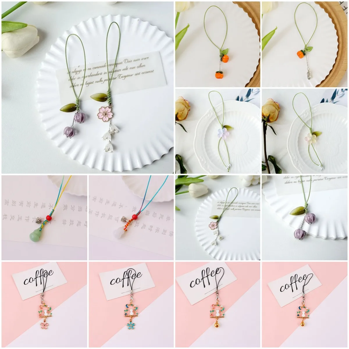 Tulip Flower Cell Phone Rope Keychain Pendant Phone Case Strap Phone ...