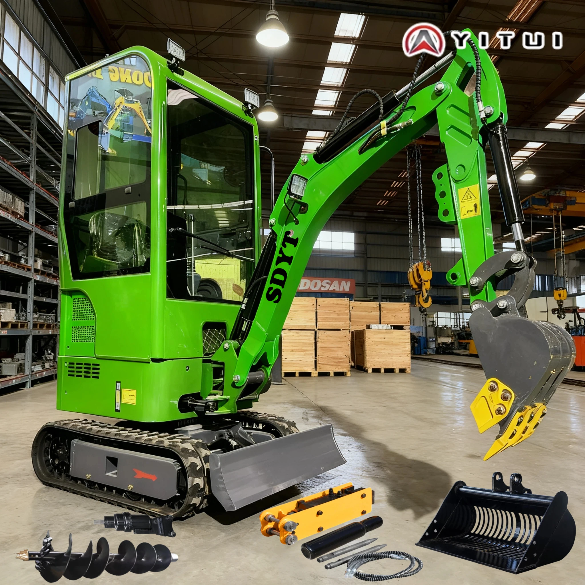 Mini Excavator 1.2 Ton Customized Crawler-Type Crawler-Type Replaceable ...