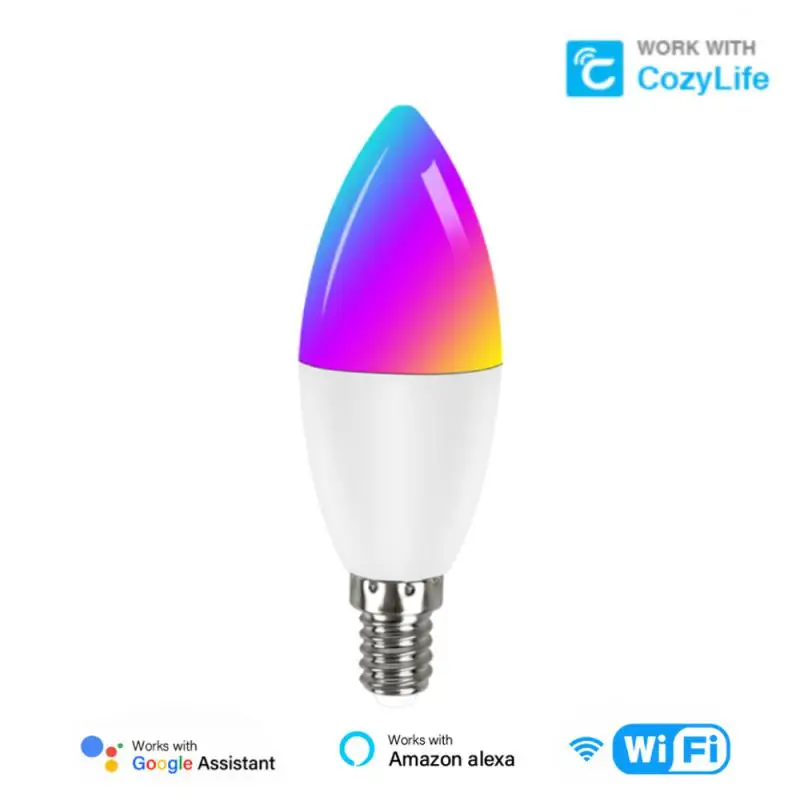 Smart-WiFi-LED-Bulb-E14-Candel-Light-5W-220V-Dimmable-RGB-Lamp-APP ...