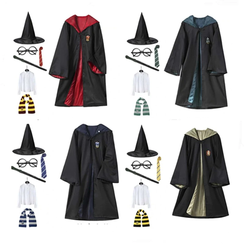 Harryypotter Cosplay Costumes Kids Adult Magic Robes Cape Skirts ...