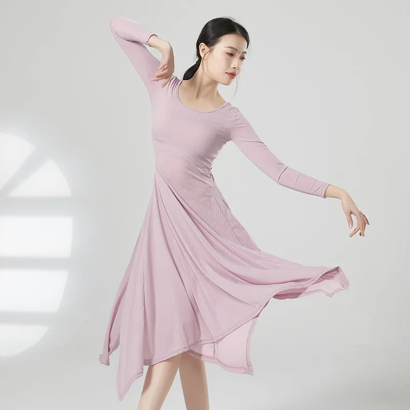 Adult-Slim-U-Neck-High-Waist-Asymmetric-Hem-Belly-Dance-Long-Pleat ...