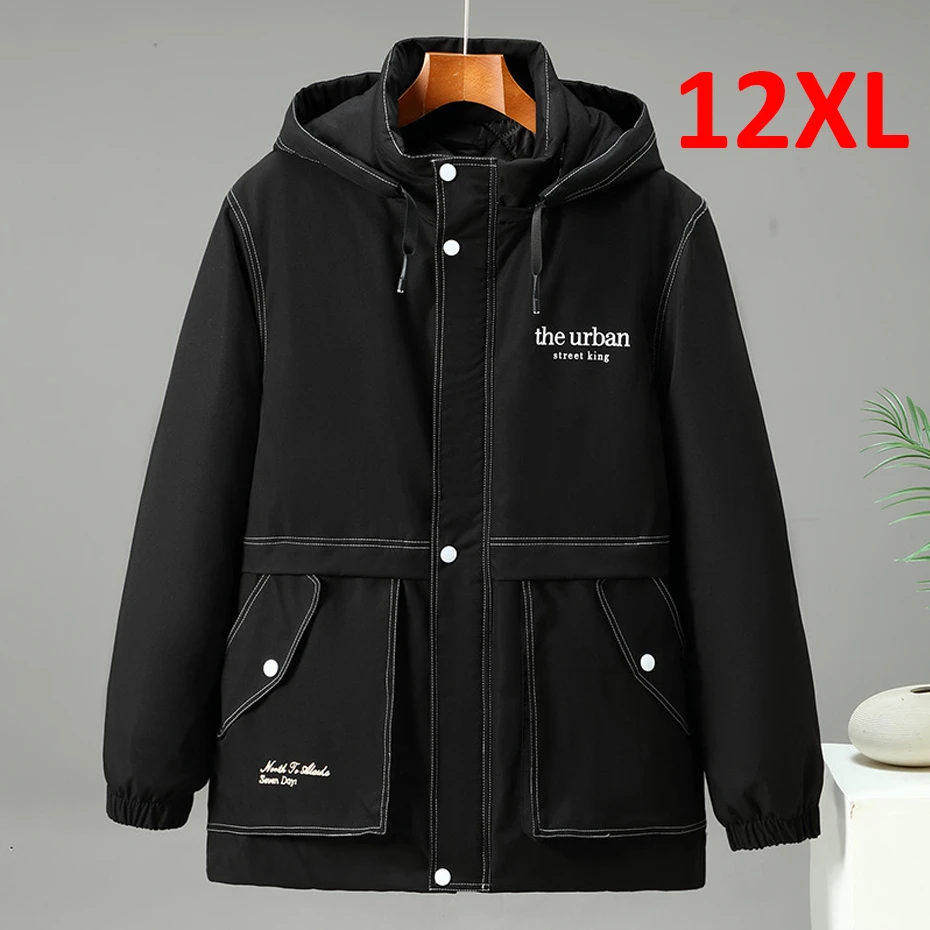 10XL 12XL Plus Size Parka Men Winter Thick Jacket Casual Fashion Black ...