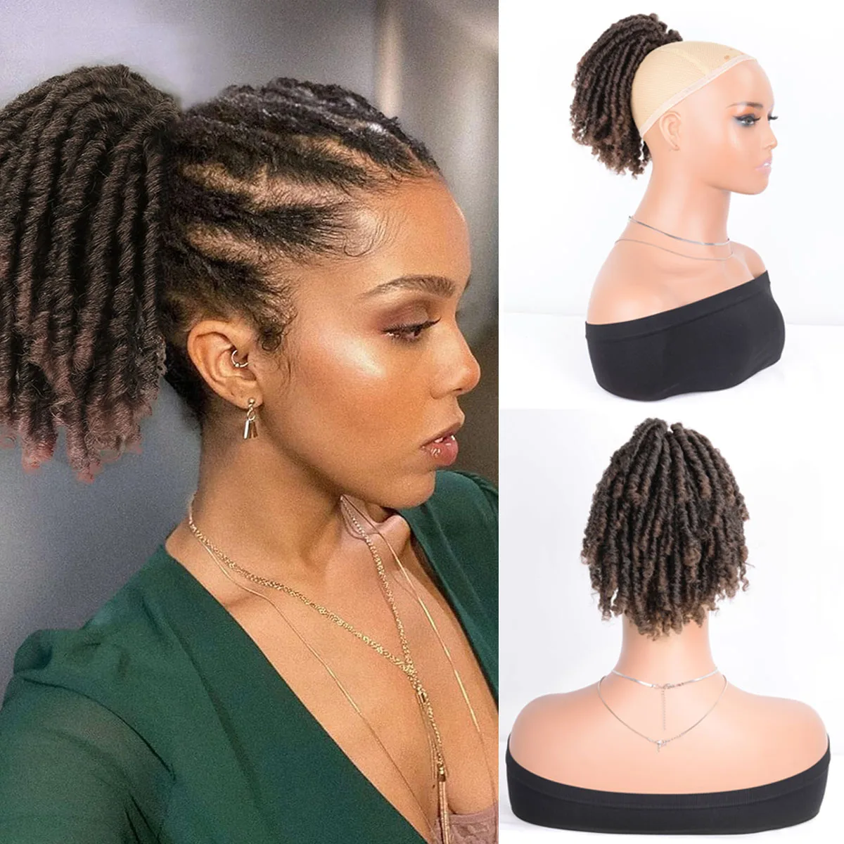 8inch-Short-Dread-Lock-Synthetic-Ponytail-Hair-Extensions-Draw-String ...