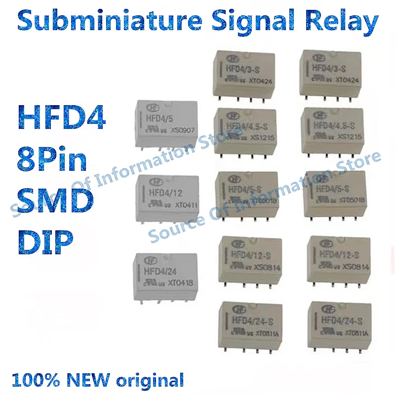 10PCS-Relay-HFD4-12-5-3-24VDC-S-SR-S1R-2A8Pin-DIP-SMD-Ultra-Small ...