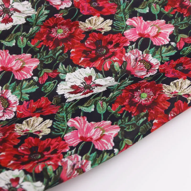 Tissu-imprim-fleurs-rouges-en-pur-coton-doux-tissu-Liberty-London-Tana ...