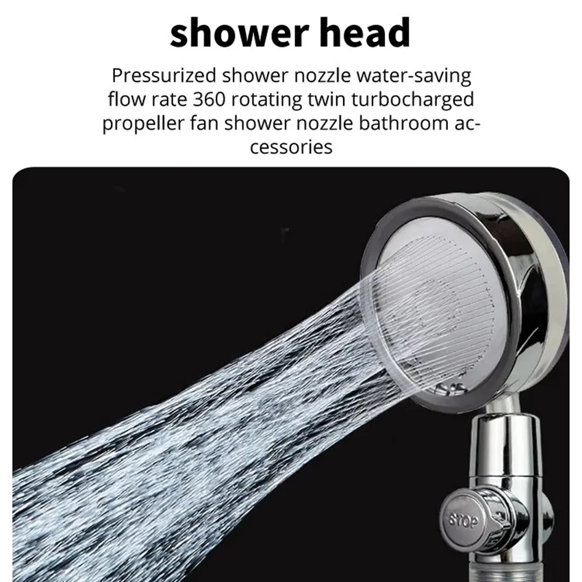 High Pressure Shower Hand Hold Water Saving Propeller Fan Shower Head