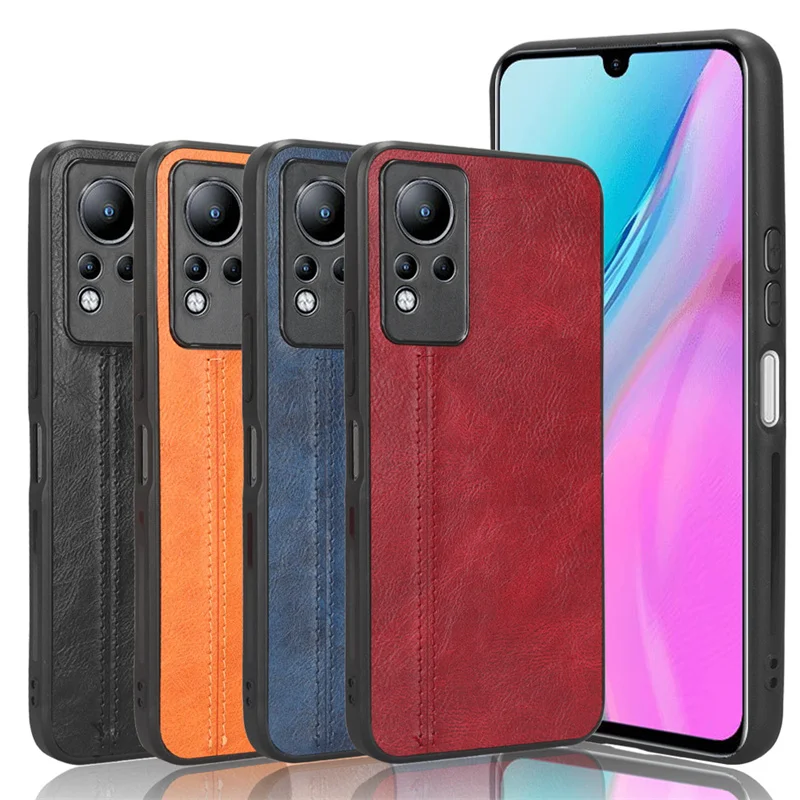 For OPPO A17K CPH2471 Case Luxury Calfskin PU Leather lines Hard Back ...