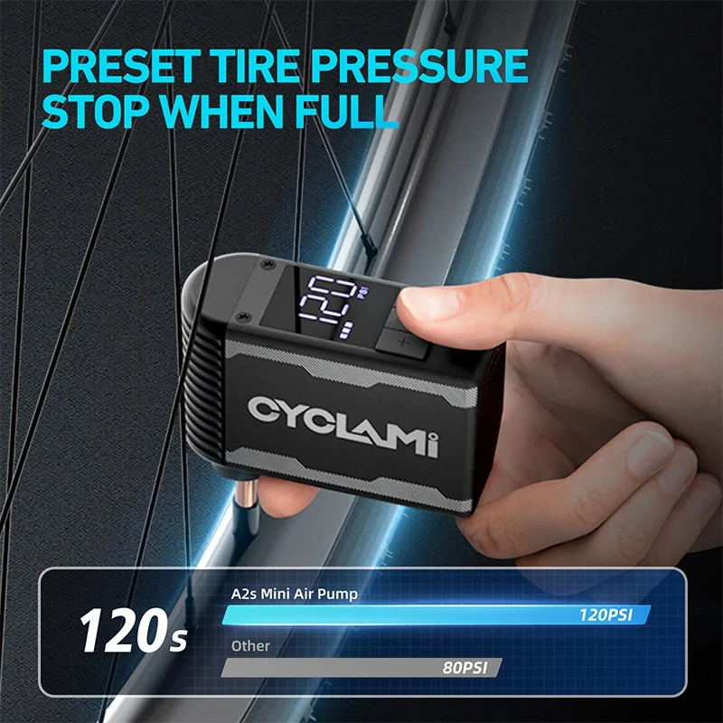 CYCLAMI-A2S-120-PSI-Mini-Electric-Pump-Portable-Bicycle-Cordless-Air ...