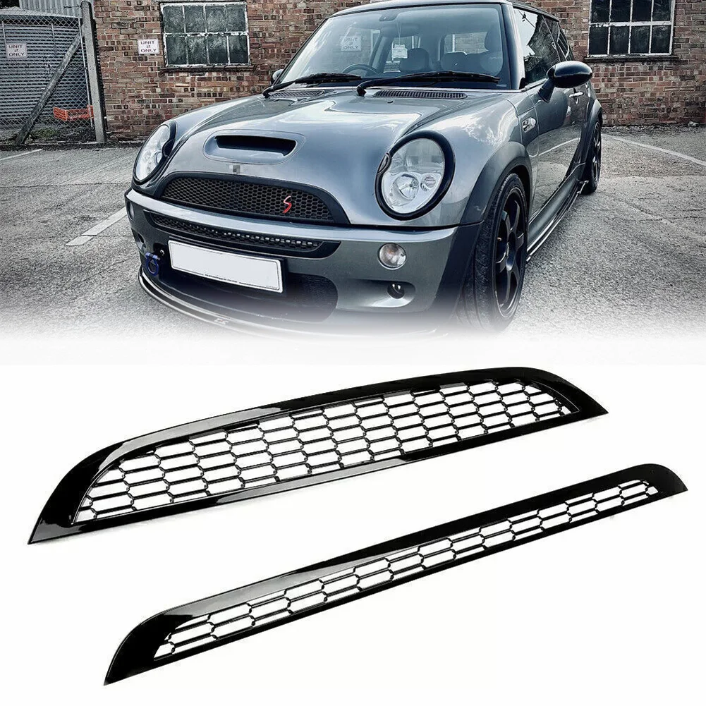 2PCS-Front-Upper-And-Lower-Grills-Front-Bumper-Hood-Honeycomb-Mesh ...