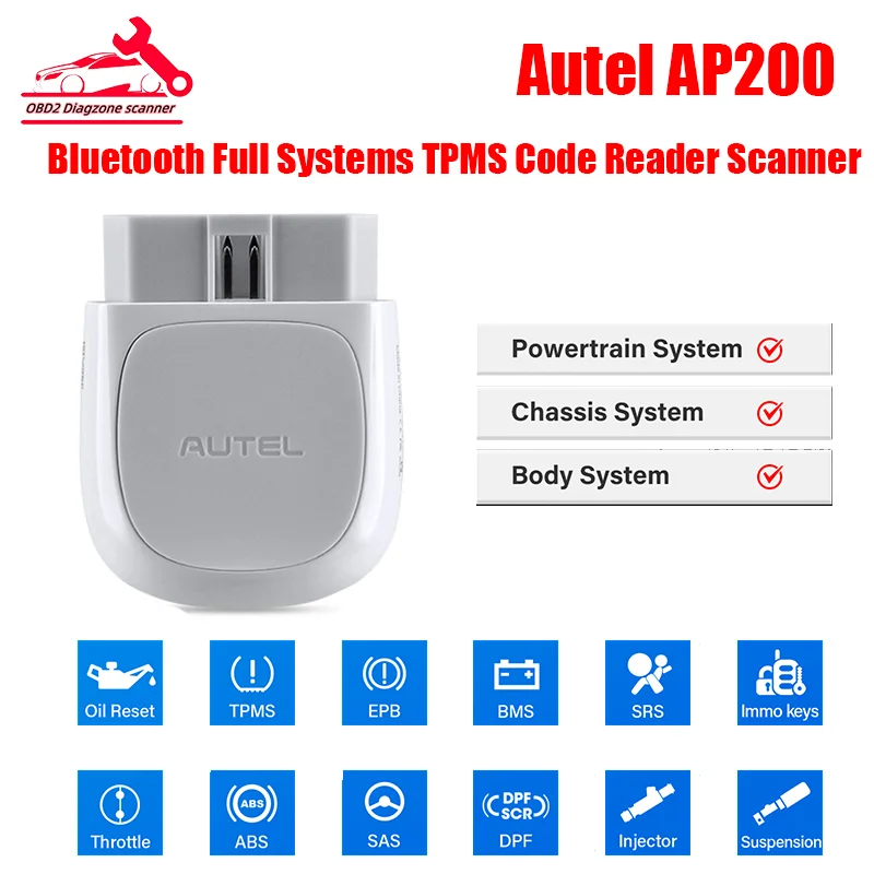 Autel MaxiAP AP200 Bluetooth Full Systems TPMS Check Engine Light Code ...