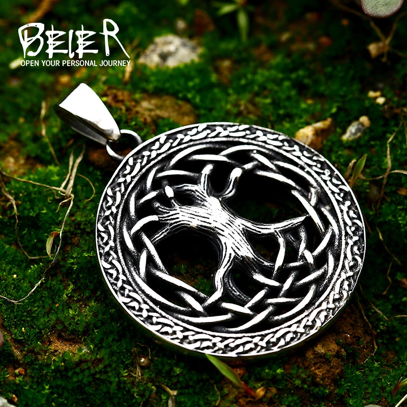 Beier-316L-stainless-steel-The-Tree-of-Life-Runes-Nordic-Talisman ...