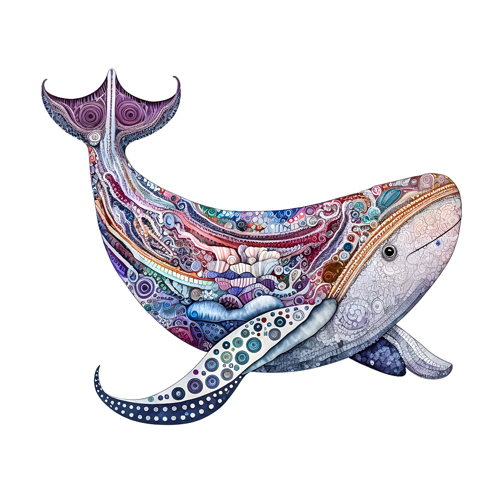 Cute Whale Pattern Wooden Puzzle, Irregular Animal Shapes, Stress ...