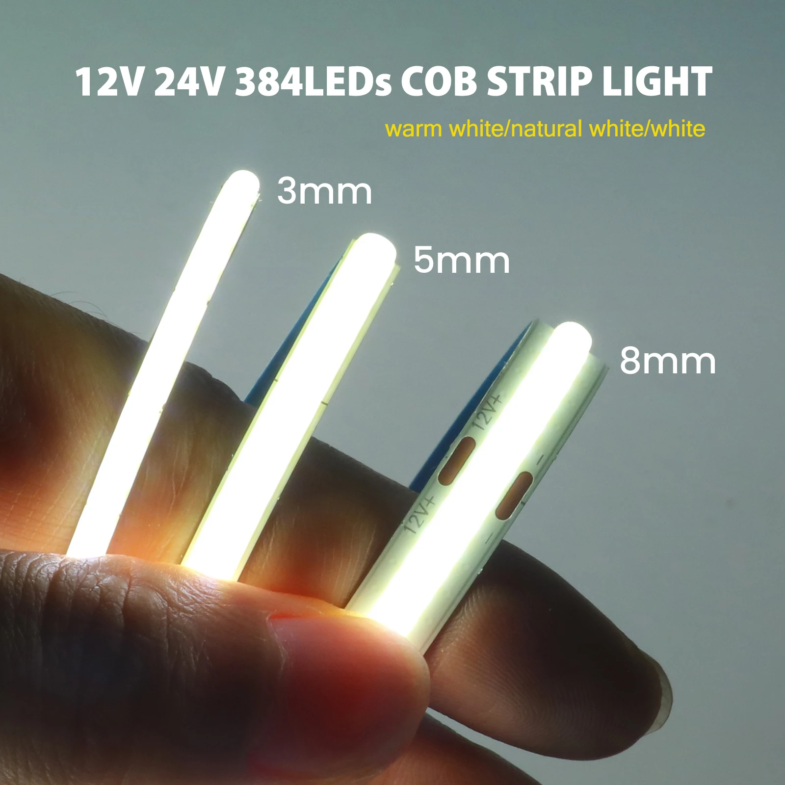 FOB-COB-LED-Strip-Lights-384LEDs-alta-densidade-luz-de-fita-flex-vel ...