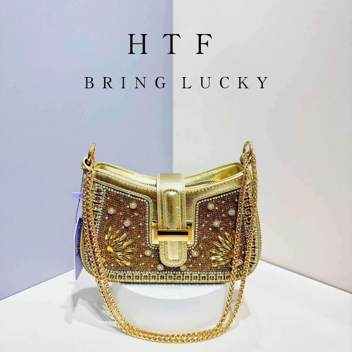 Fashionable Sequin Knotted Handbag Pu Material Dinner Bag Hot Diamond ...