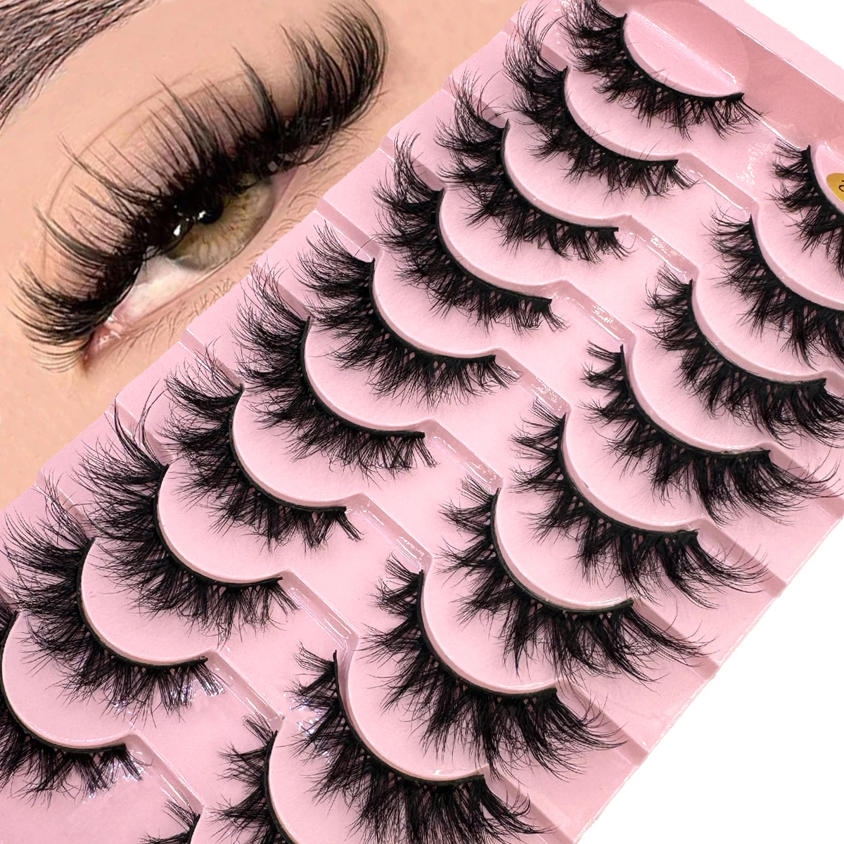 HBZGTLAD 10 Pairs Natural Messy Faux Mink False Lashes With Luxurious ...