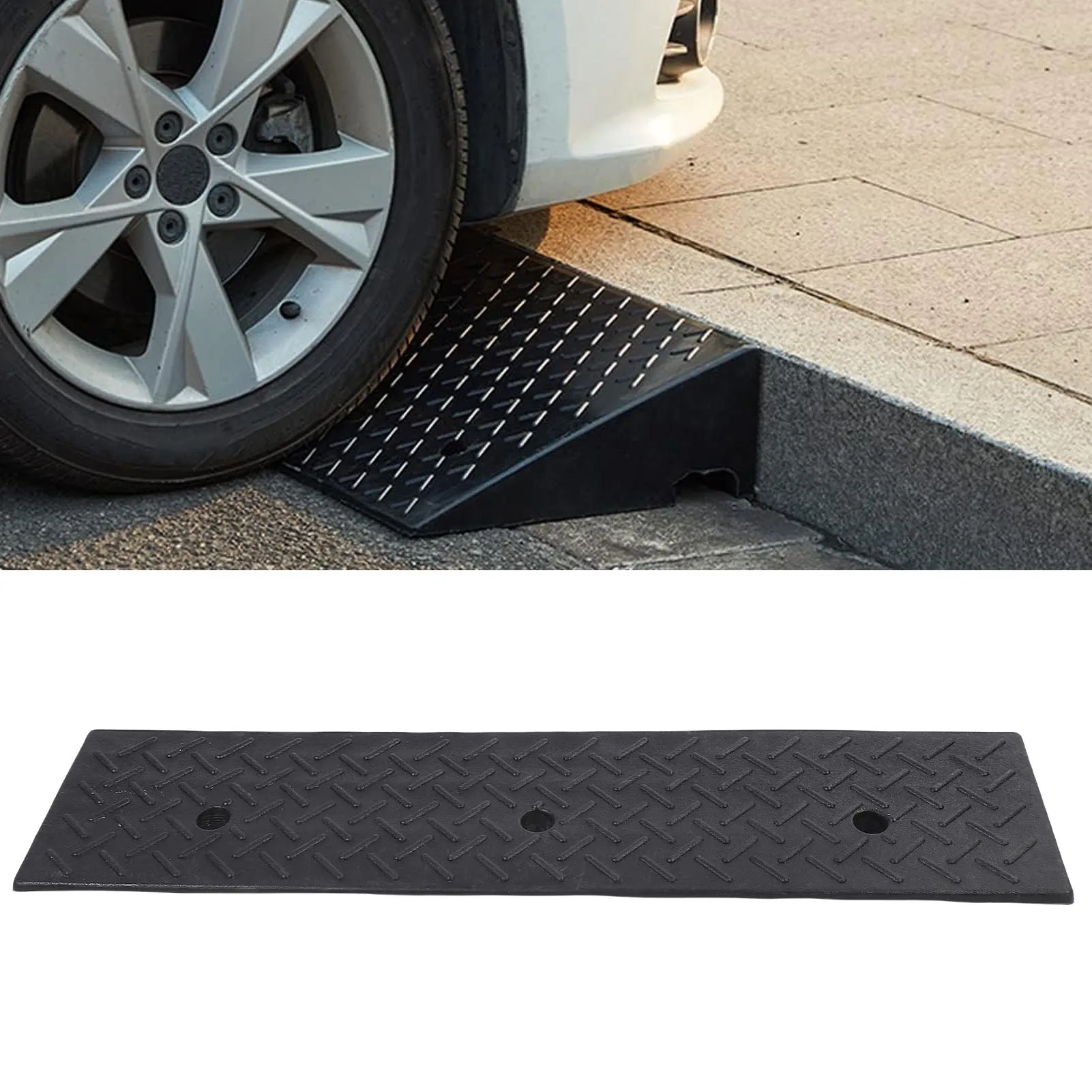 100*25*8cm Heavy Duty Rubber Curb Ramp Portable 3in Rise Car Driveway ...