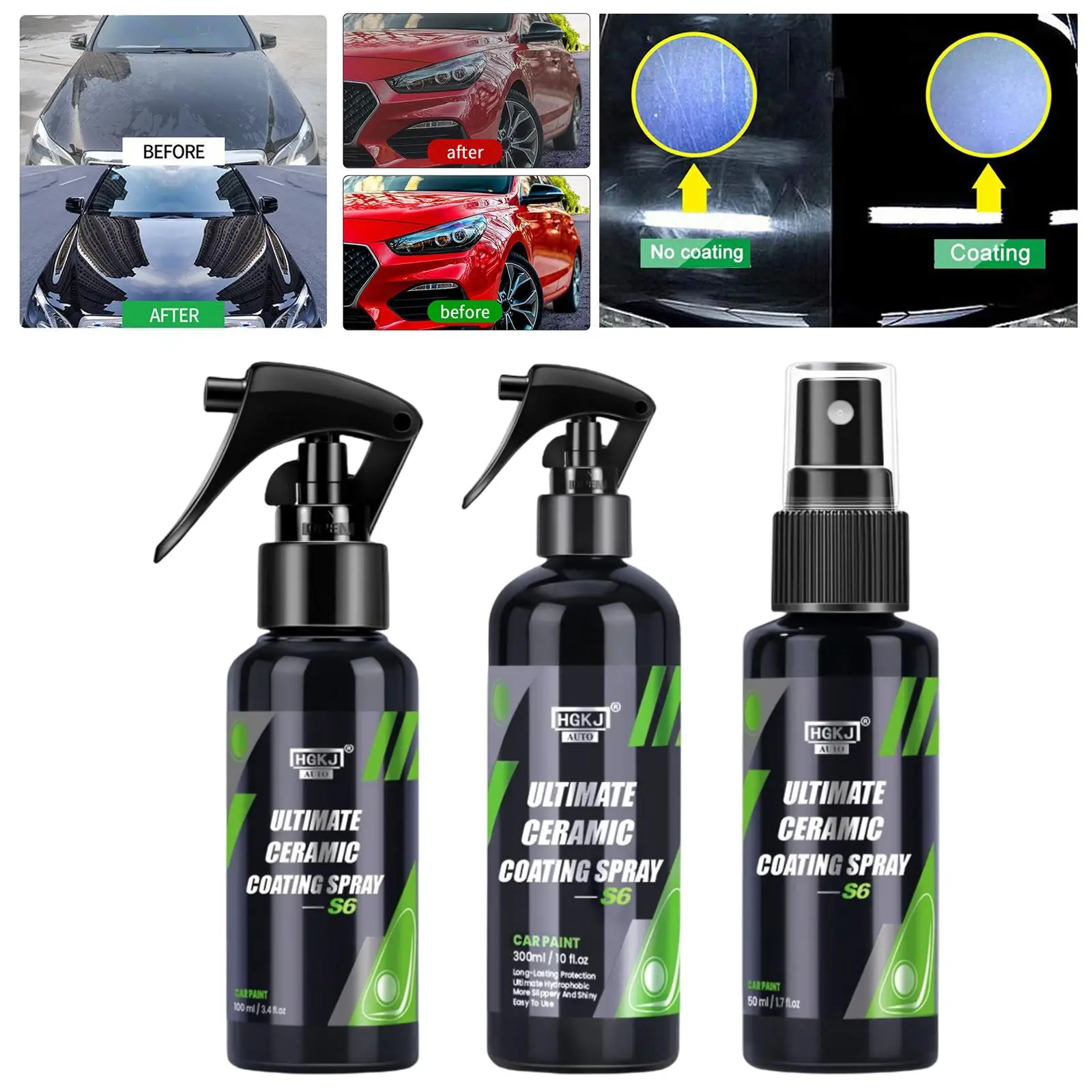 300ml Ceramic Car Coating Polishing Spray HGKJ 9H Hydrophobic Liquid ...