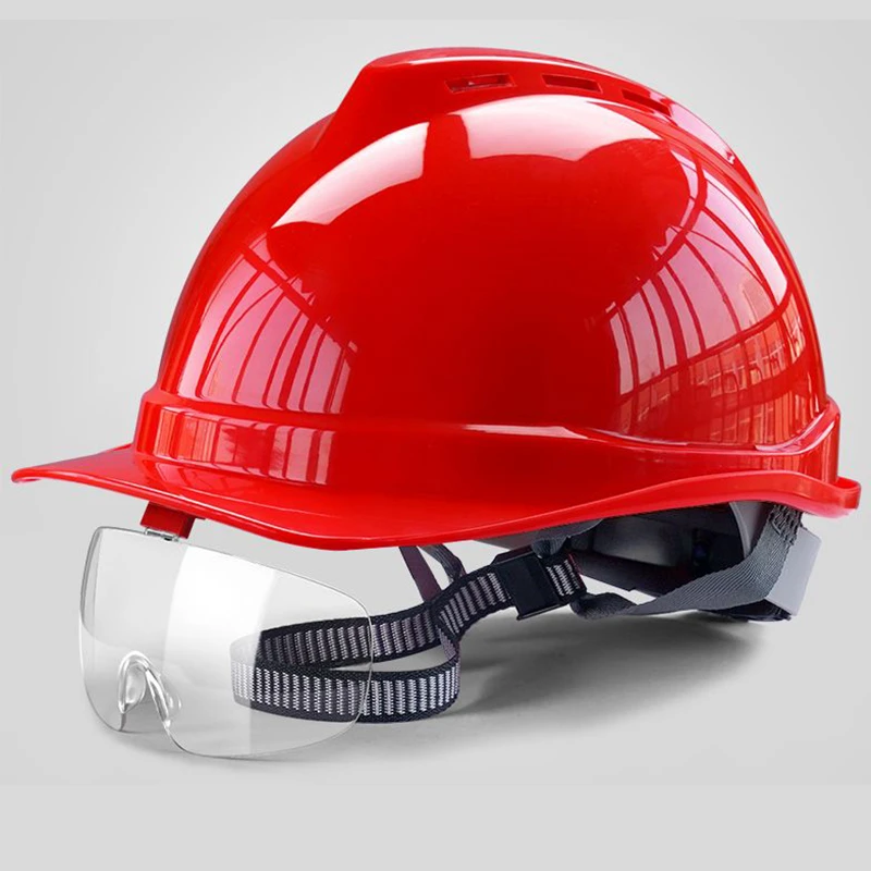 Safety Helmet With Protective PC Glasses ABS Construction Helmets ...