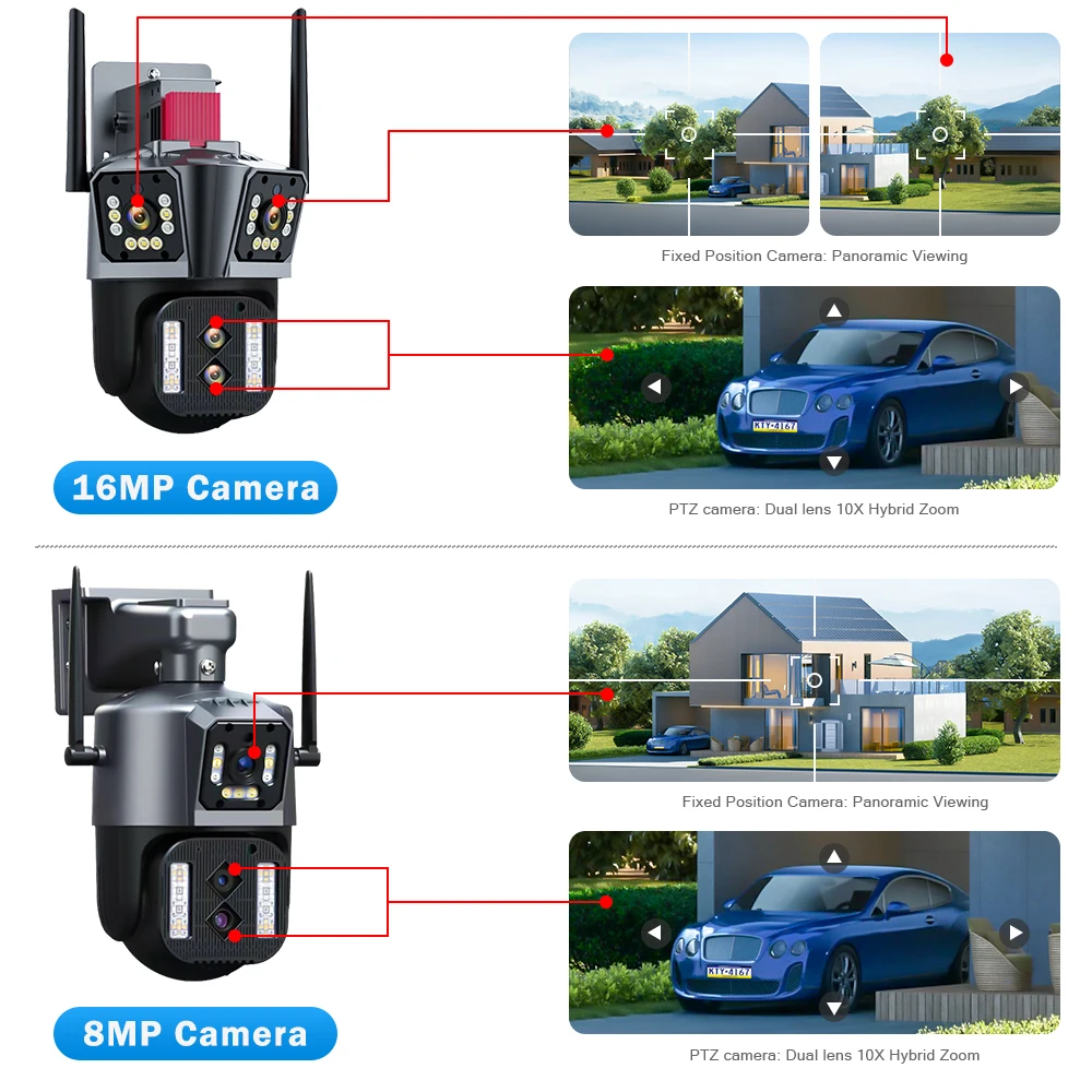 Caméra de surveillance extérieure PTZ IP WiFi HD 8MP-16MP-8K,dispositif ...