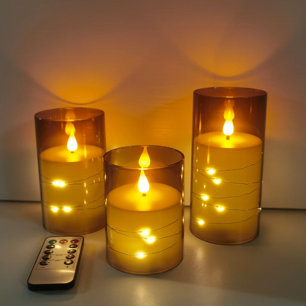 Vela-LED-luz-electr-nica-velas-intermitentes-sin-llama-temporizador-de ...