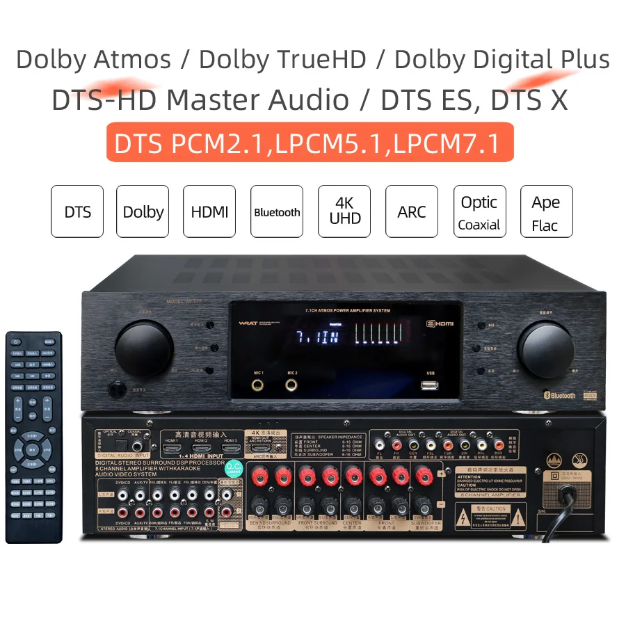 7.1 Receptor Av De Cinema Em Casa 600w Amplificador De Alta Potência 4k3d Som Dolby Atmos/dolby ...