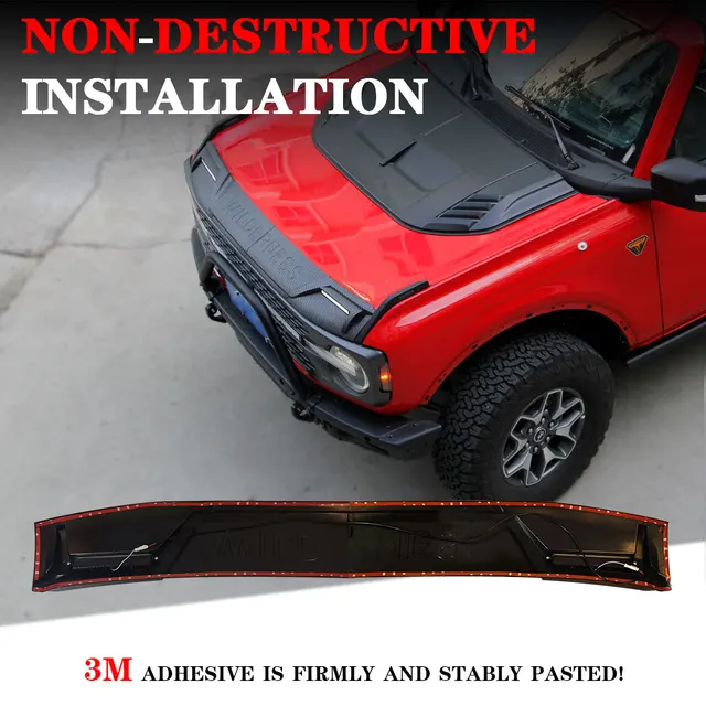 2021 Bronco Hood Cover Matte Black Hood Protector / Bug Deflector For ...