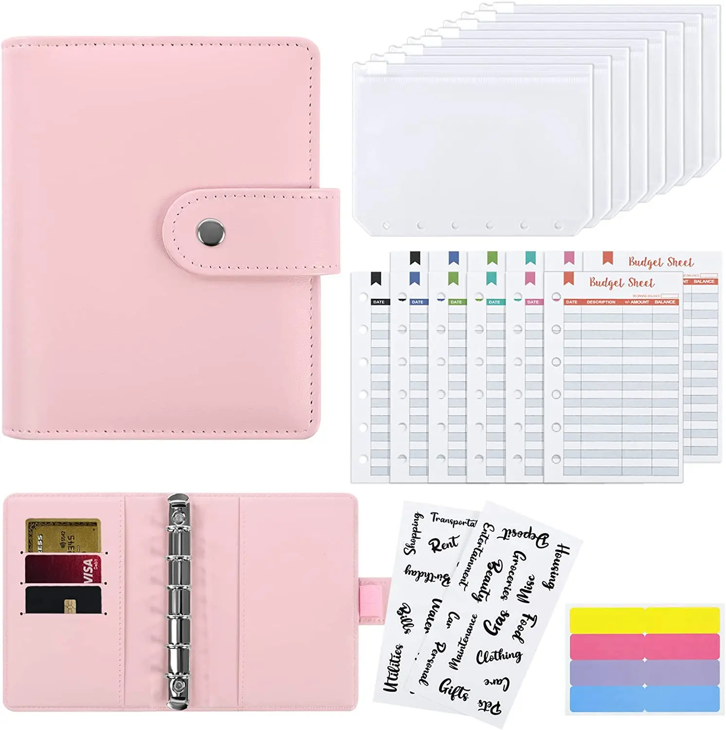 Mini A7 Budget Binder Wallet And Zip Envelope, Pock,Sticker Small Loose ...